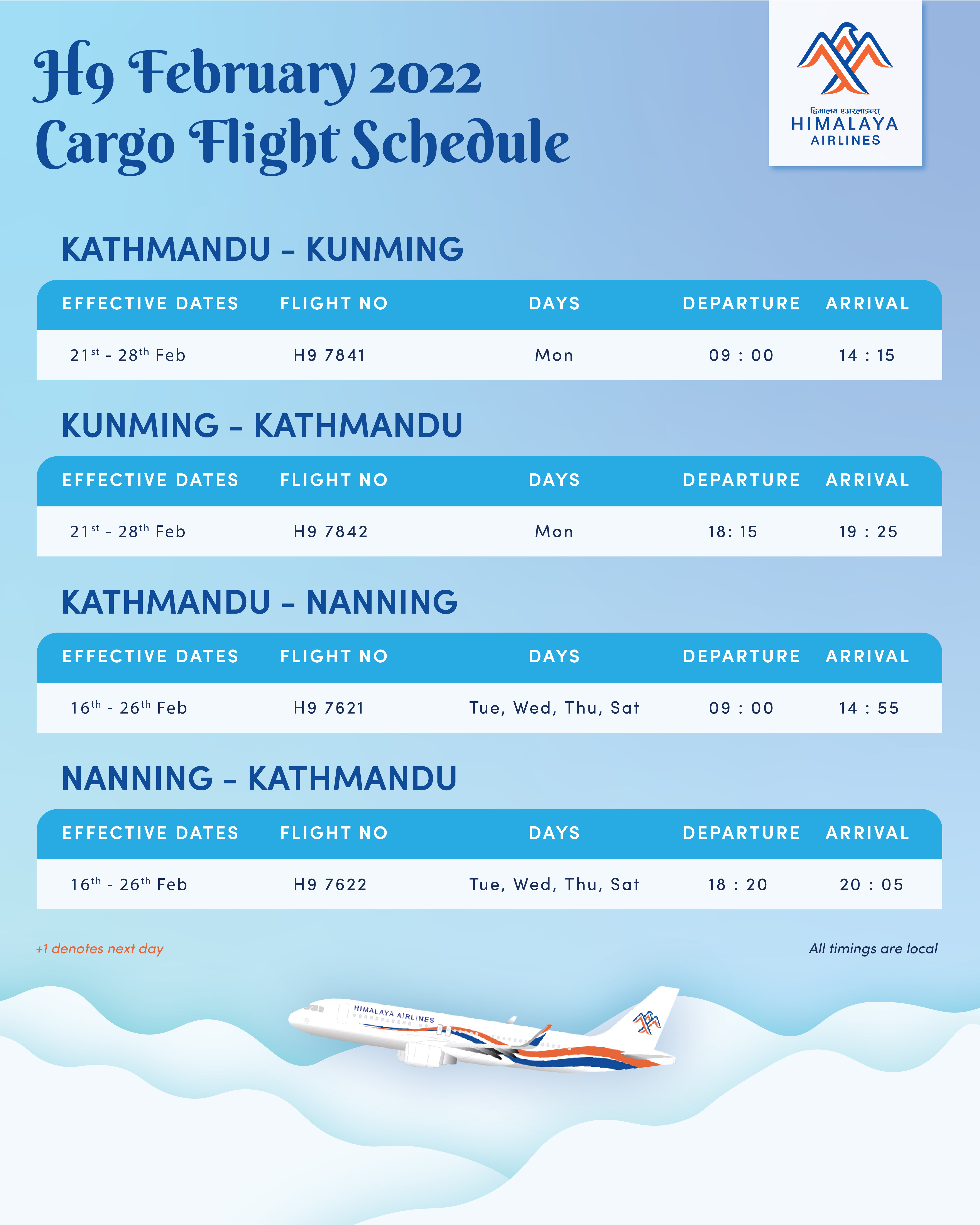 H9 February 2022 Cargo Flight Schedule H9 February 2022 Cargo Flight Schedule